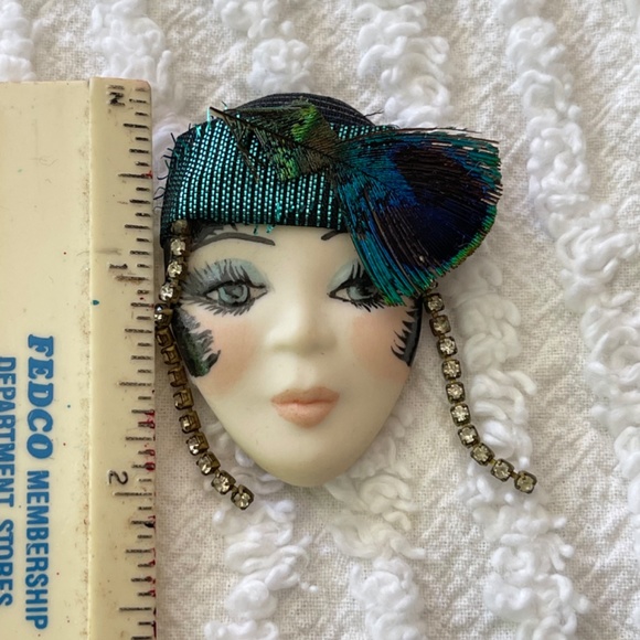 Jewelry | Flapper Girl Porcelain Painted Brooch | Poshmark